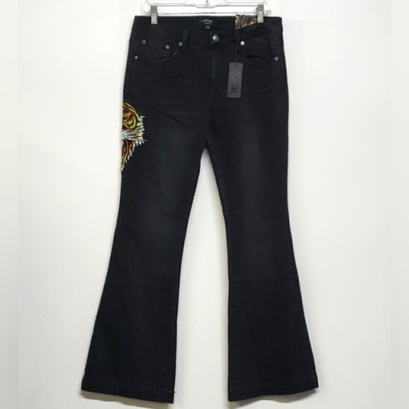 Ed Hardy | Jeans | Ed Hardy Denim Tiger Head Embroidered Slim Flare ...